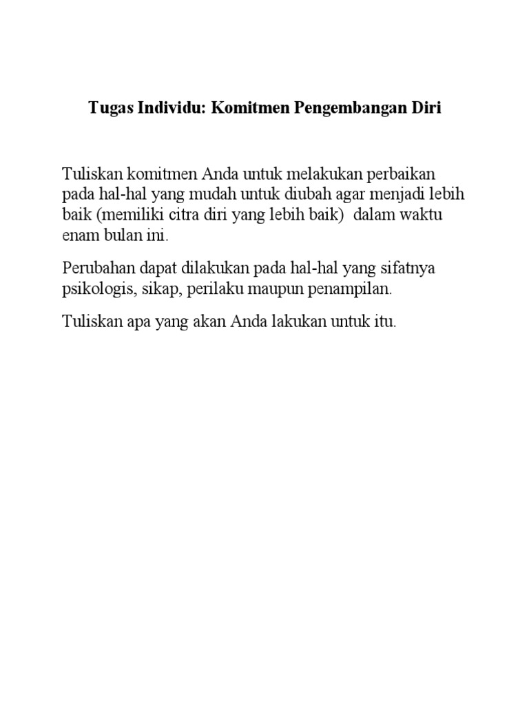 Tugas Individu Komitmen Pengembangan Diri | PDF