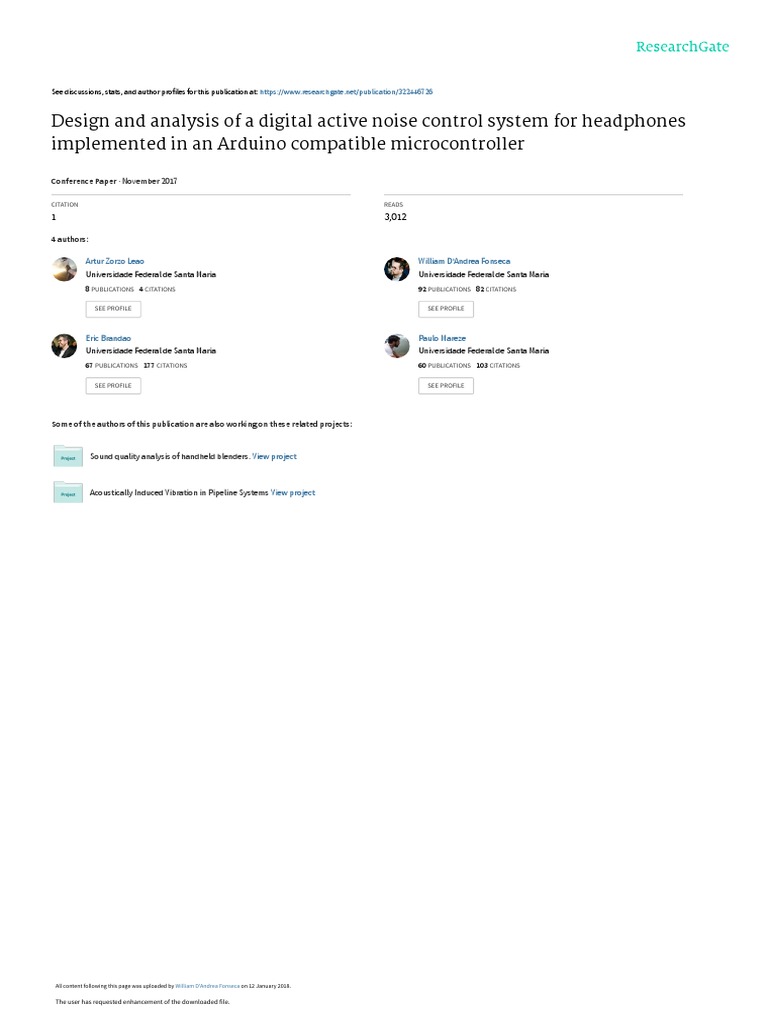 Design and Analysis of A Digital Active Noise Control System For ...