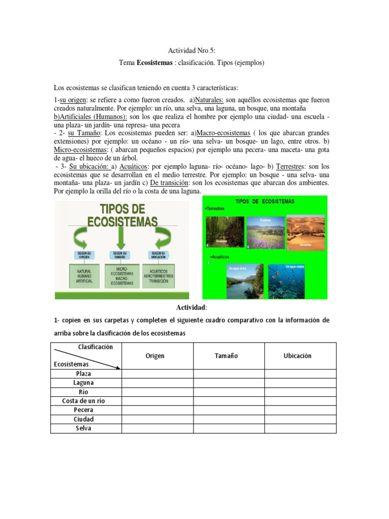 Clasificación de Ecosistemas: Tipos y Ejemplos | PDF