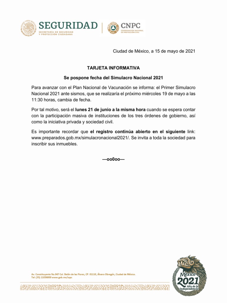 Tarjeta Simulacro | PDF