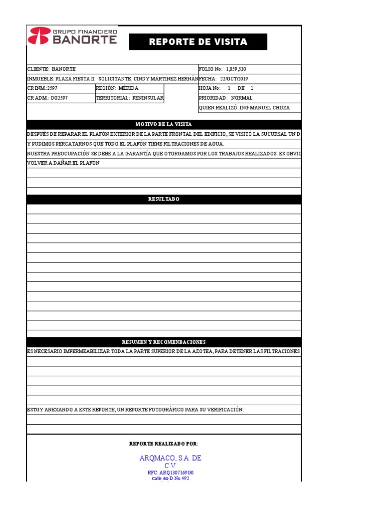 12 Reporte de Visita | PDF