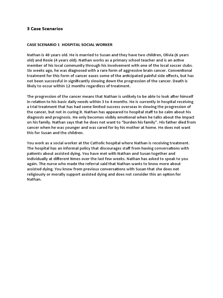 3 Case Scenarios: Case Scenario 1 Hospital Social Worker | PDF | Rights ...