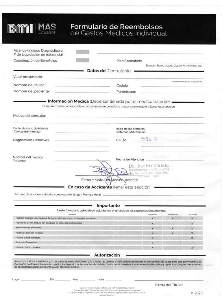 Formulario De Reembolso Pdf