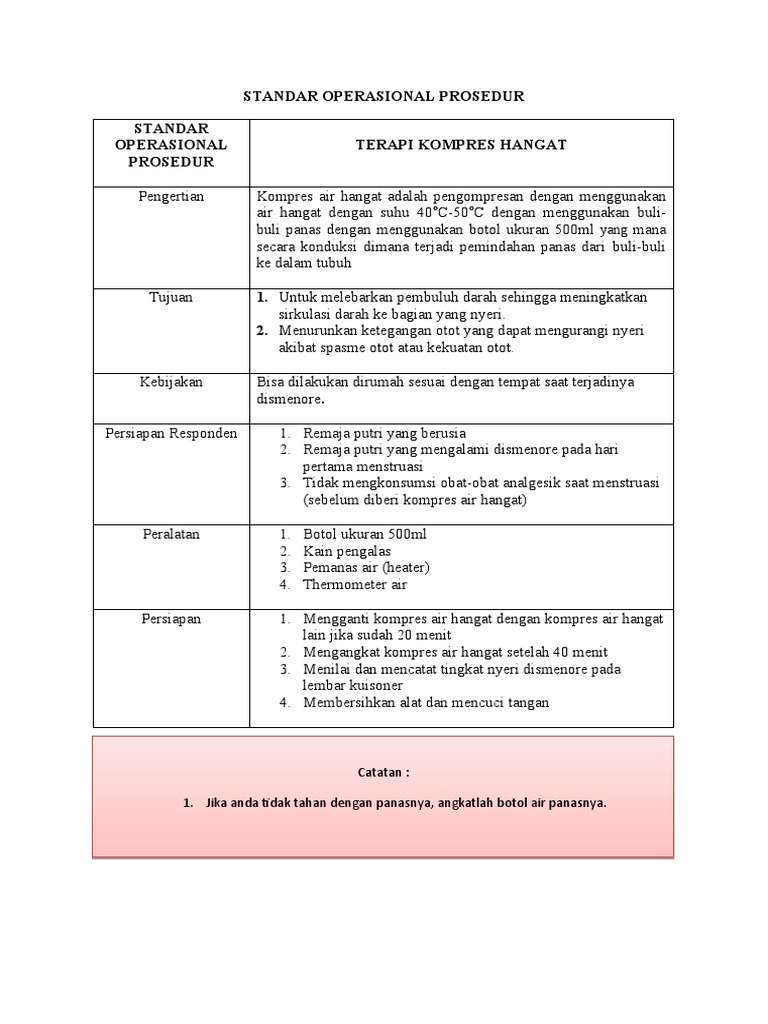 Sop Terapi Air Hangat | PDF