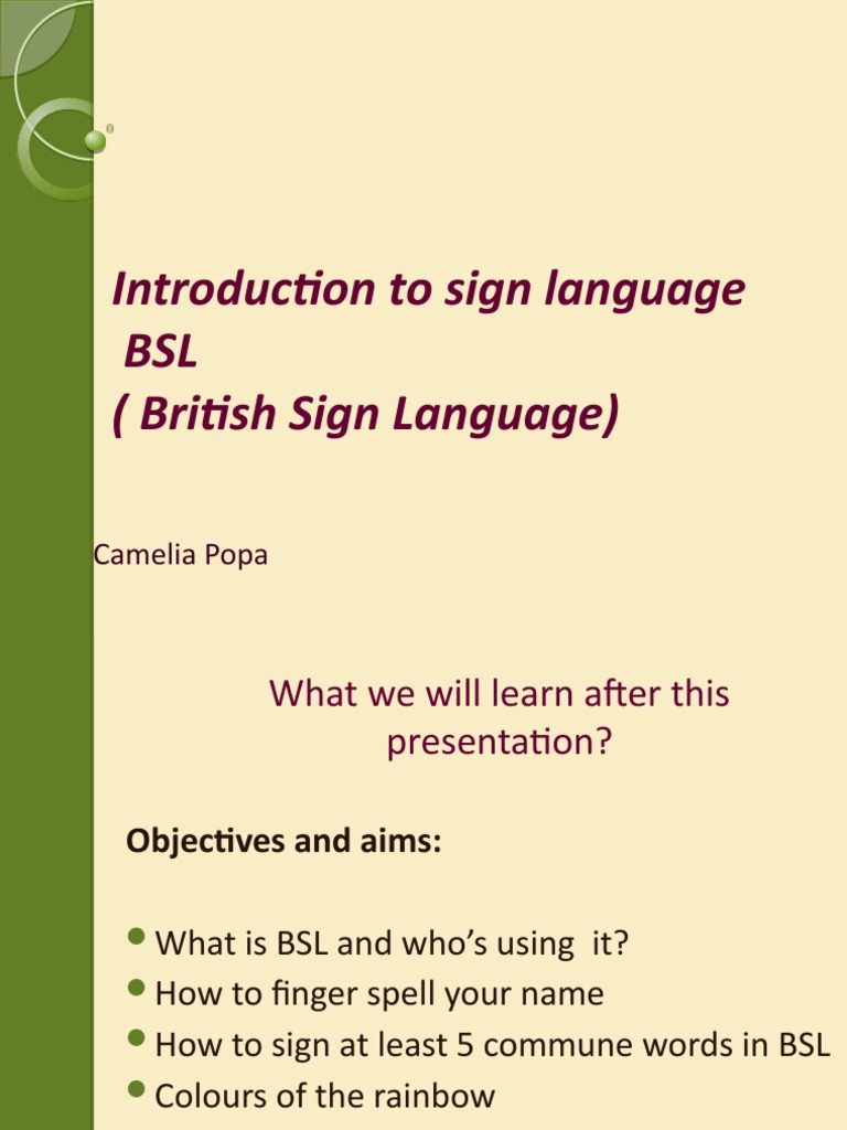 Introduction To Sign Language | PDF