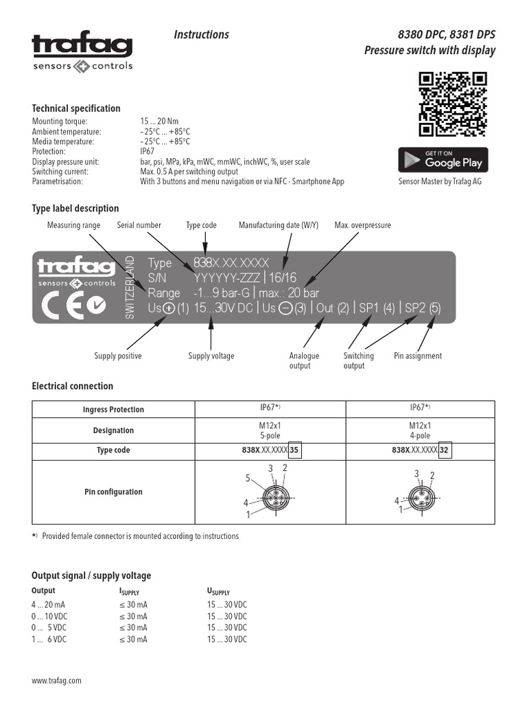 Pressure Switch with Display Specs | PDF | Resistor | Parameter (Computer Programming)