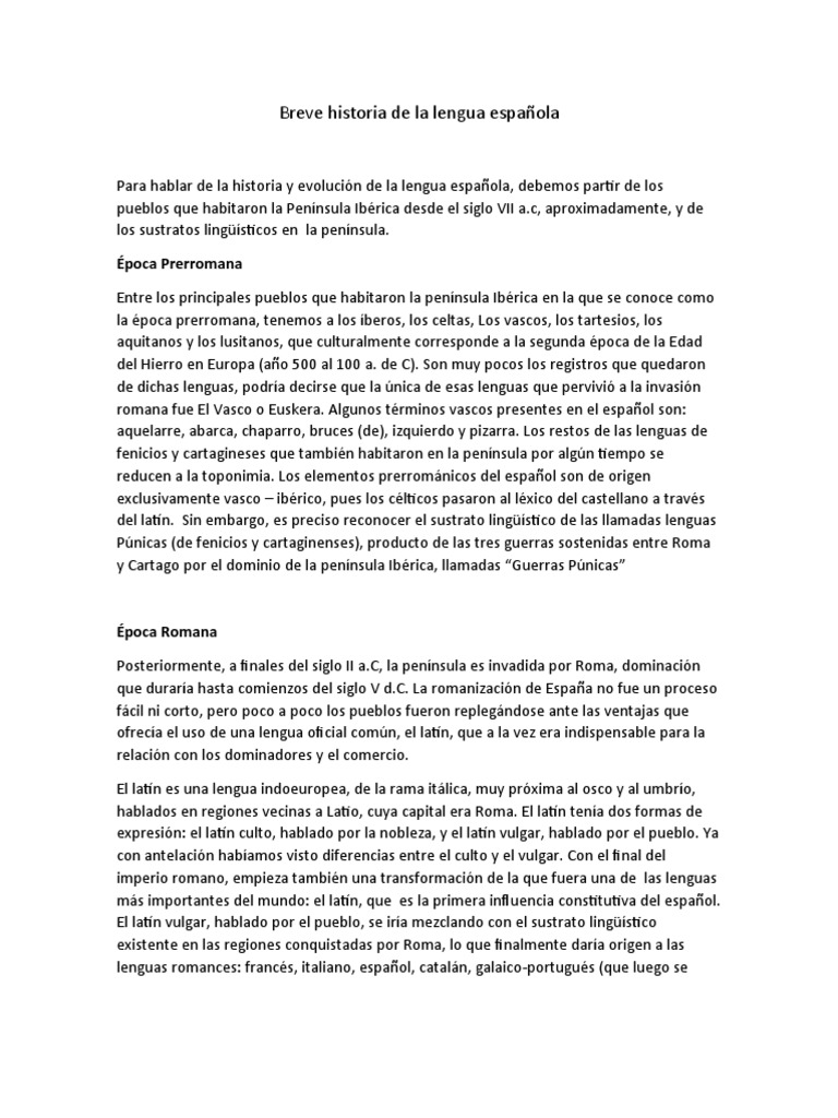 Breve Historia de La Lengua Española | PDF | latín | Al Andalus
