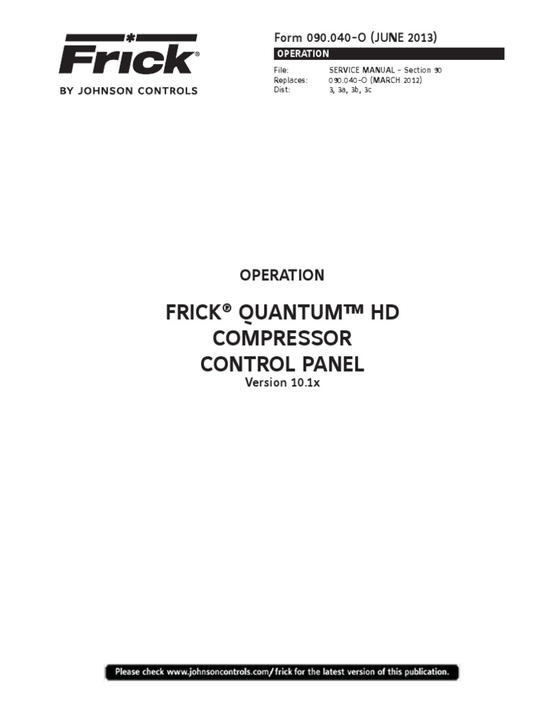 Frick Quantum™ HD Compressor Control Panel: Operation | PDF | Menu ...