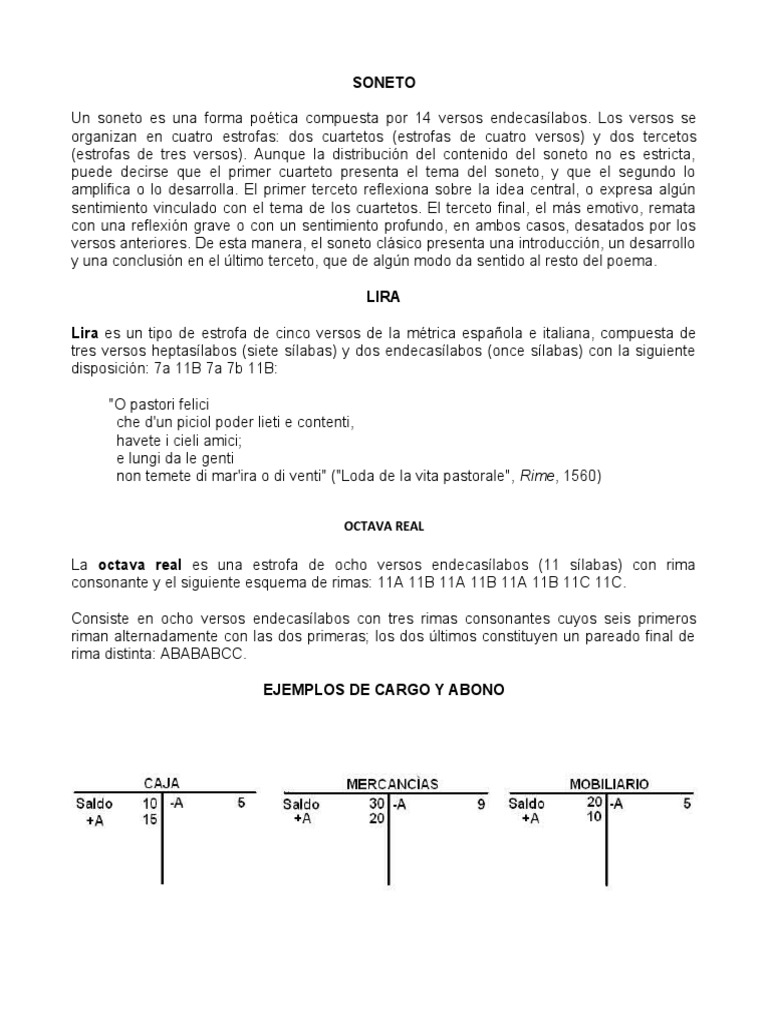 Formas Poéticas: Soneto, Lira y Octava | PDF