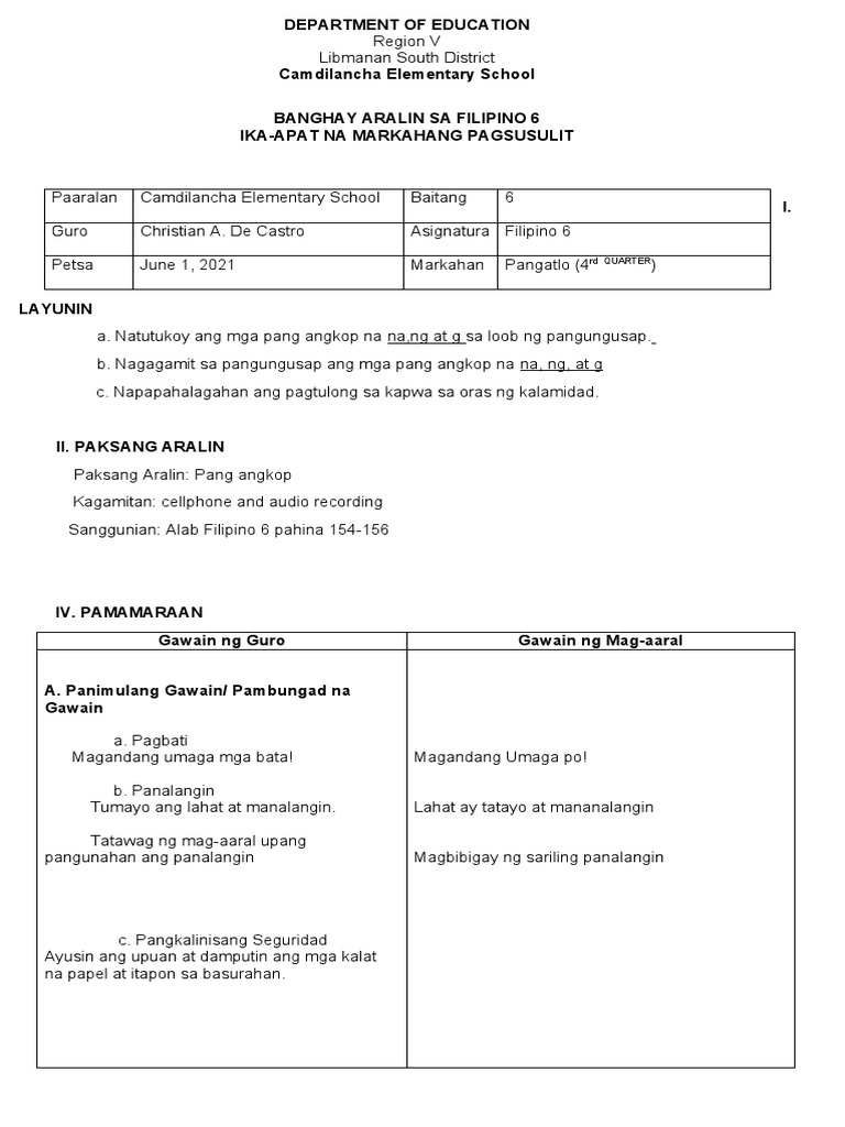 Filipino Final DLP Pang Ukol | PDF
