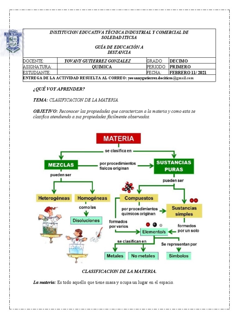 Clasificación de la Materia en Química | PDF | Compuestos químicos ...