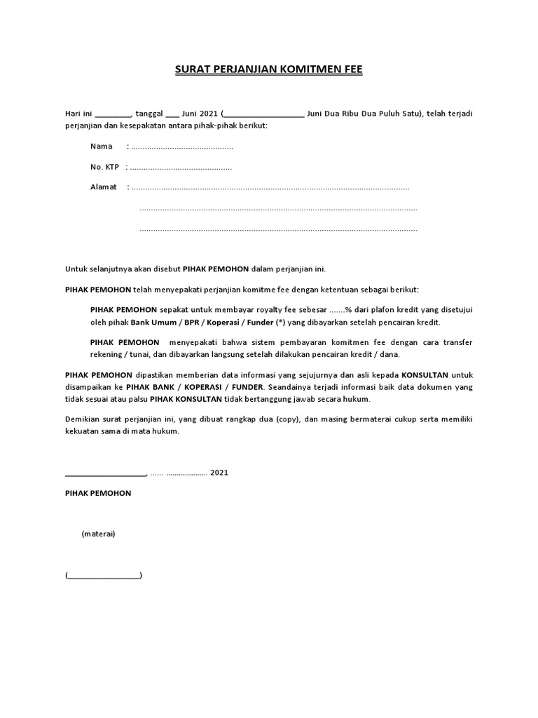 Surat Perjanjian Fee | PDF