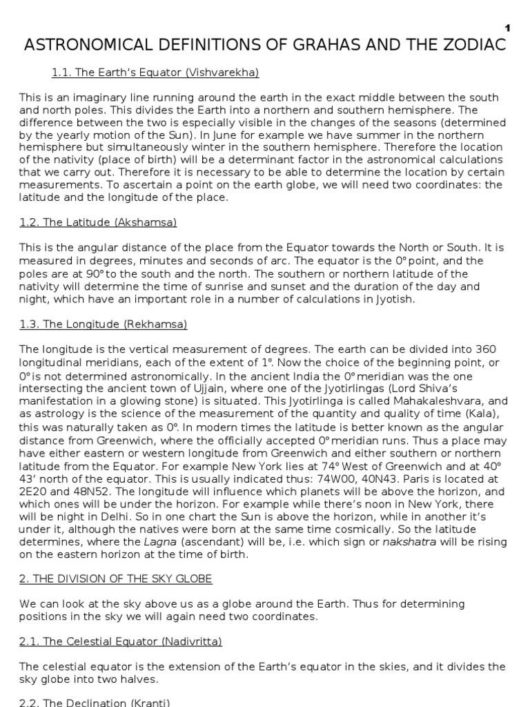 ASTRONOMICAL DEFINITIONS and Calculations | PDF | Zodiac | Longitude