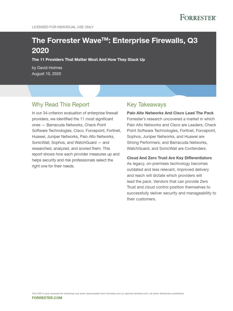 The Forrester Wave™ - Enterprise Firewalls, Q3 2020 | PDF | Cloud ...