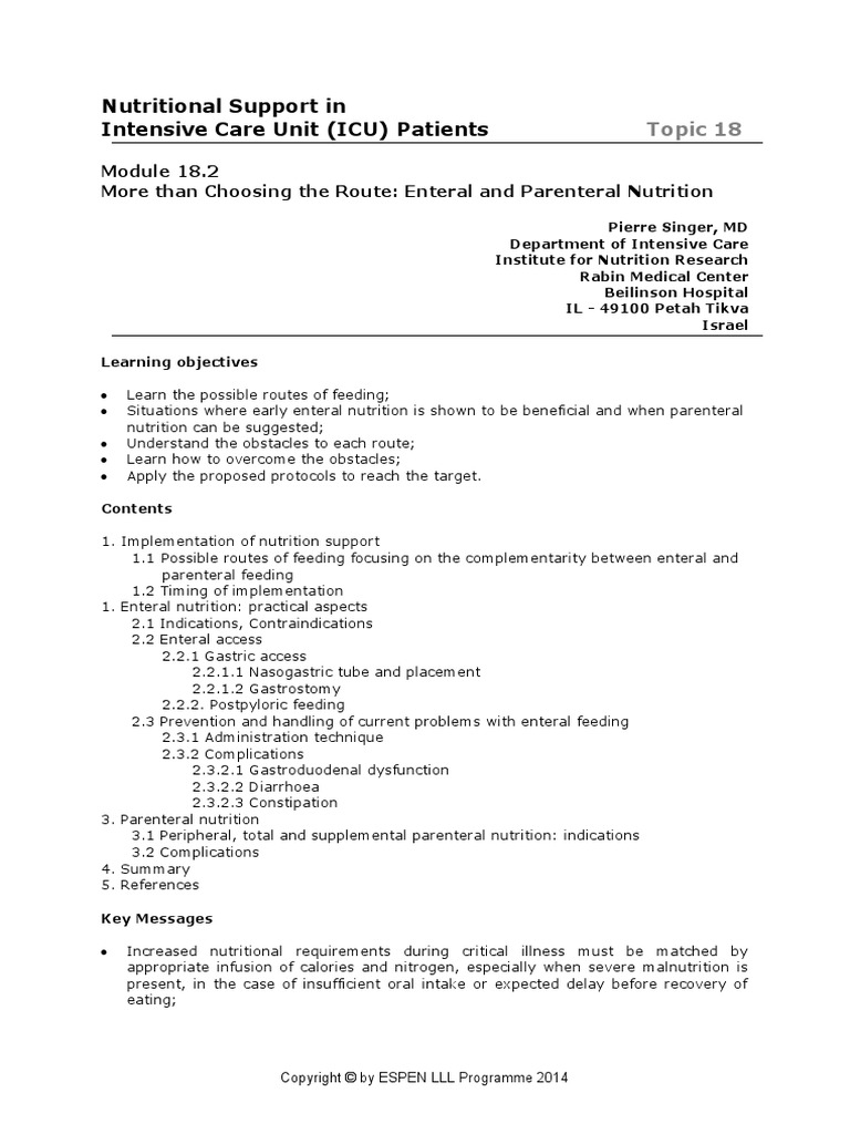 Nutritional Support in Intensive Care Unit (ICU) Patients: More Than ...
