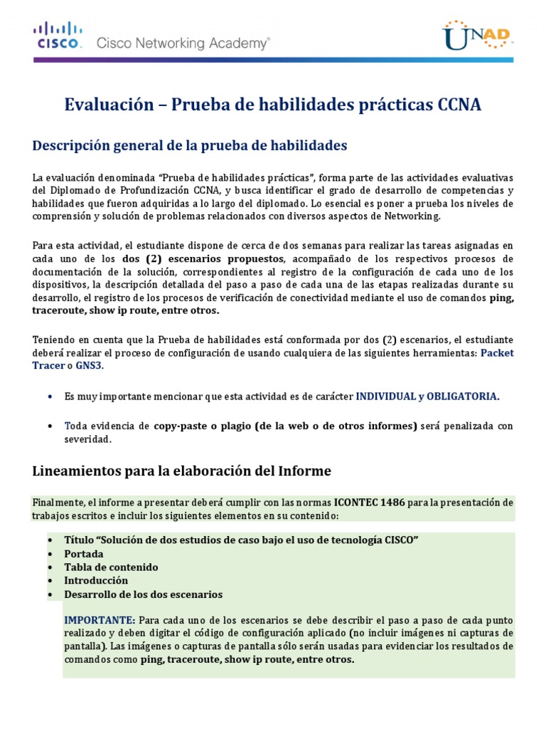 Prueba de Habilidades Ccna I-2021 | PDF | Dirección IP | Yo Pv6