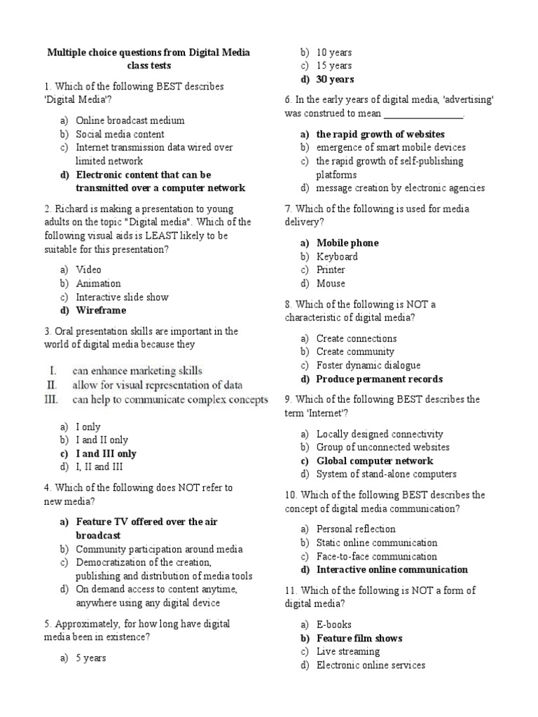 Sample CAPE Digital Media U2 P1 Questions | Download Free PDF | Mass ...