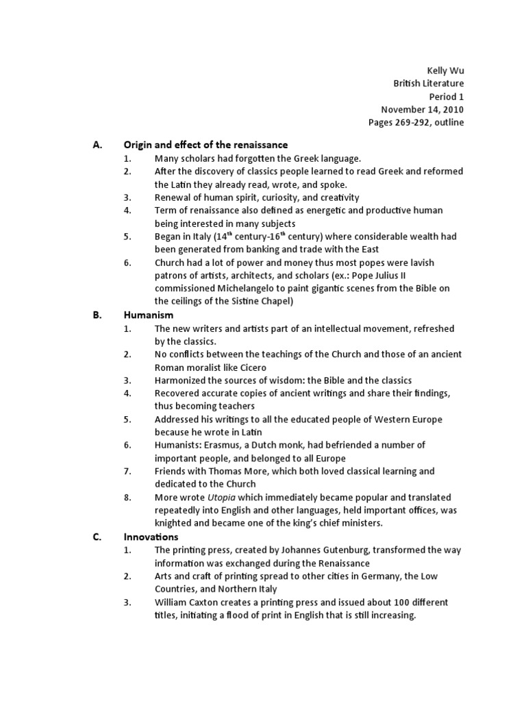 BRITISH LIT-Pages 269-292, Outline | PDF | Religion & Spirituality