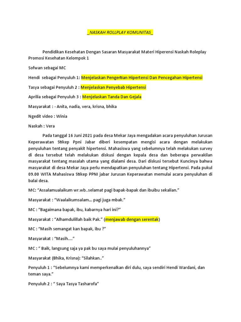Naskah Rollplay Komunitas | PDF