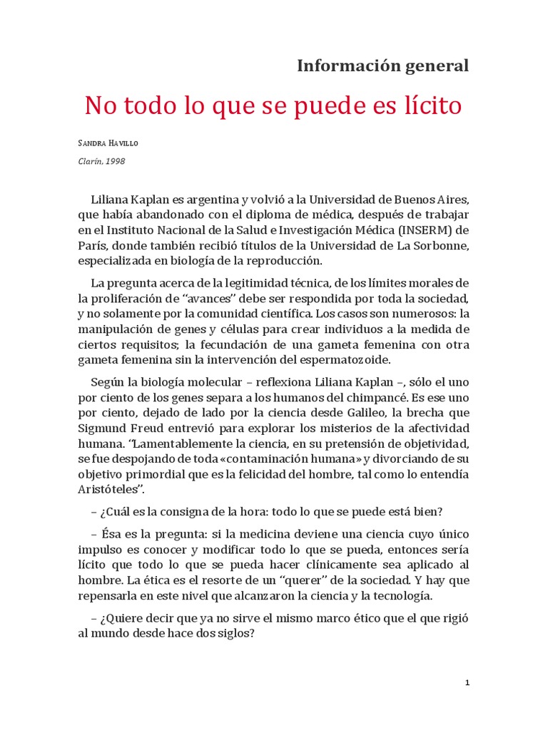 Artículo Periodístico No Todo Lo Que Se Puede Es Lícito | PDF ...