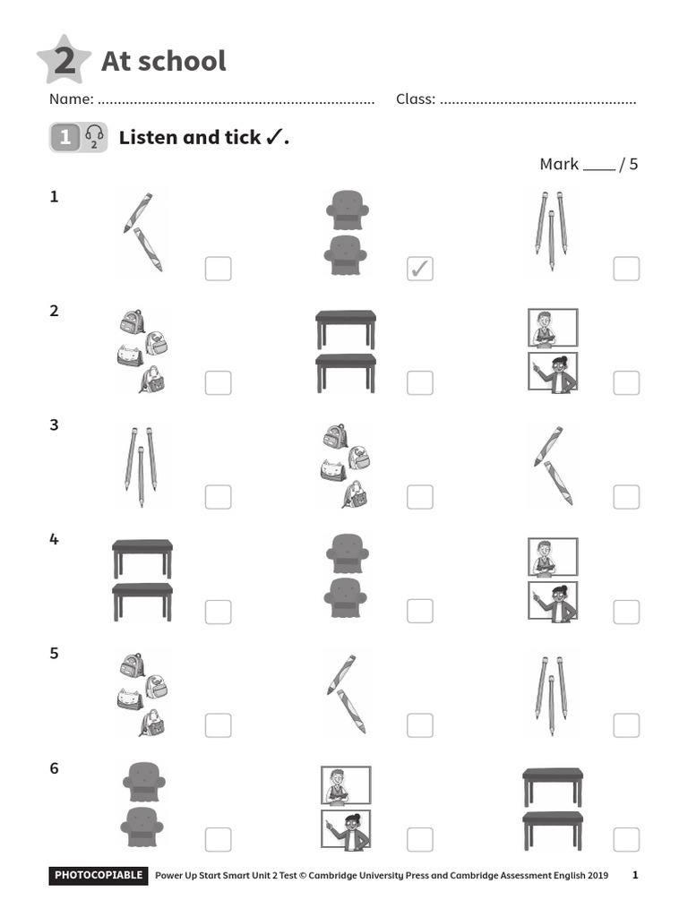 Power Up Smart Start Tests Unit 2 | PDF