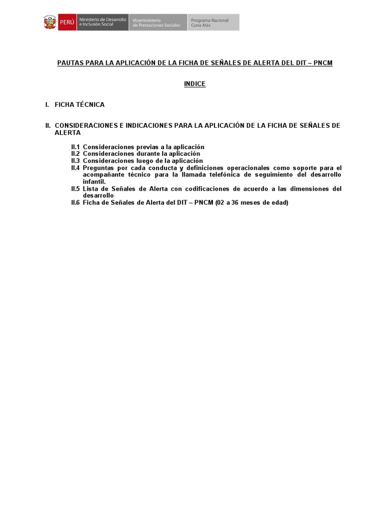 Anexo 2 Pautas - FICHA DE SEÑALES DE ALERTA DEL DIT - PNCM - NO ...