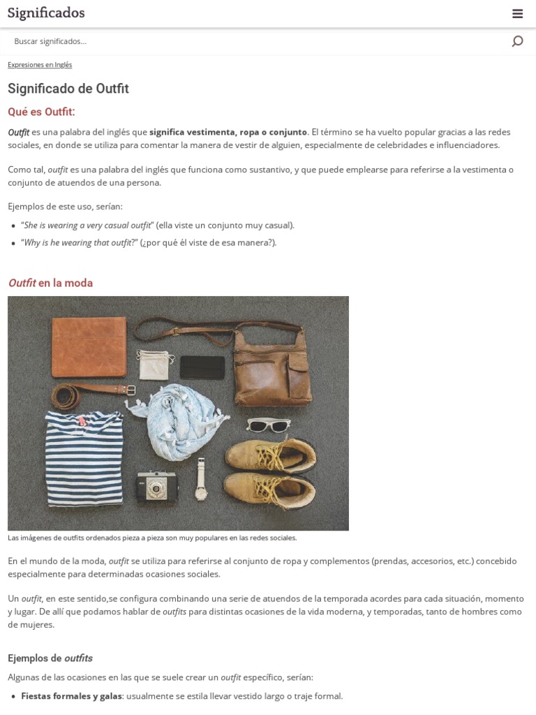 Significado de Outfit (Qué Es, Concepto y Definición) - Significados | PDF