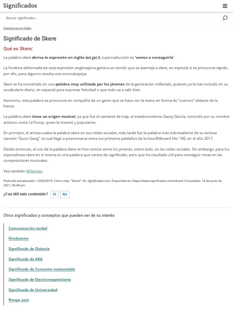 Significado de Skere (Qué Es, Concepto y Definición) - Significados | PDF