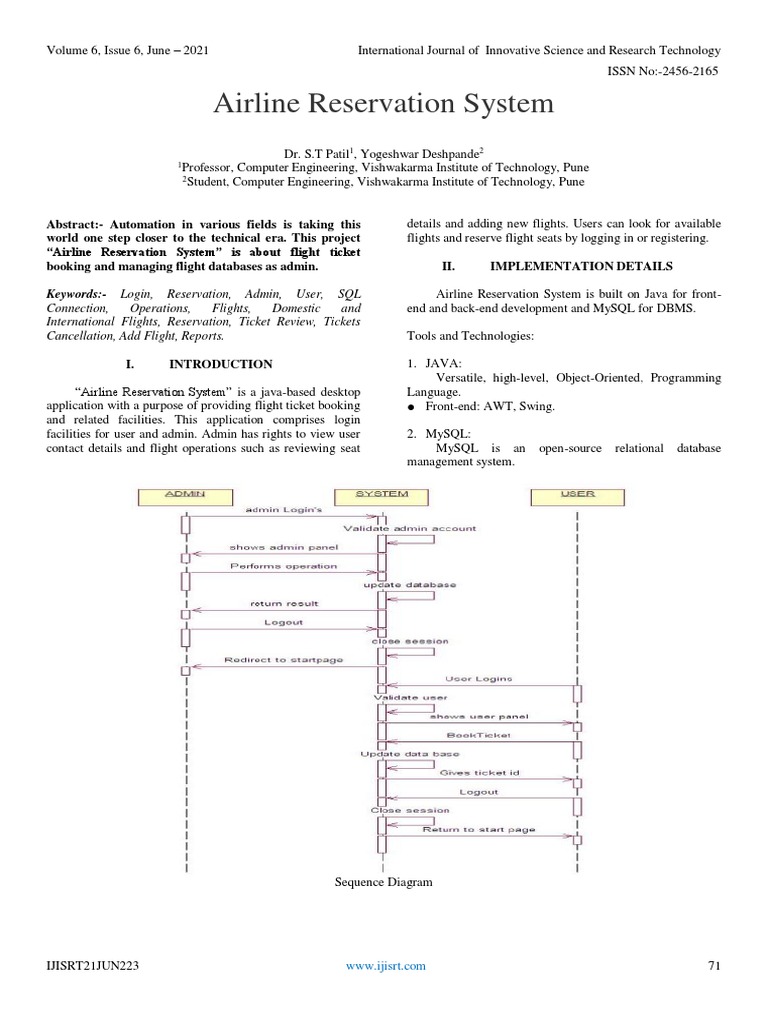 Airline Reservation System | Download Free PDF | Databases | Java (Programming Language)
