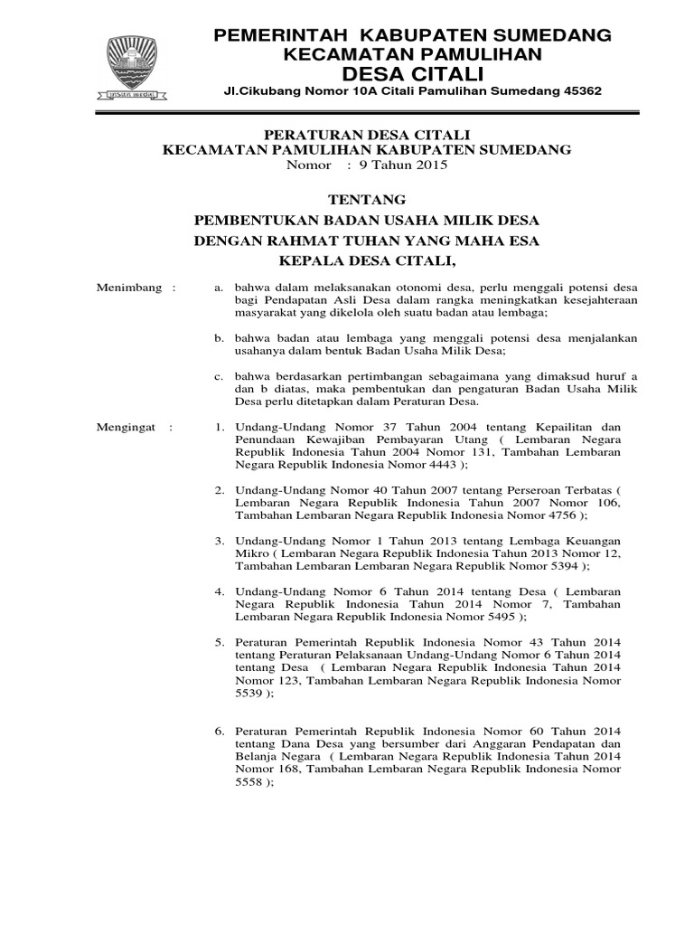 Perdes Bumdes Berdikari | PDF