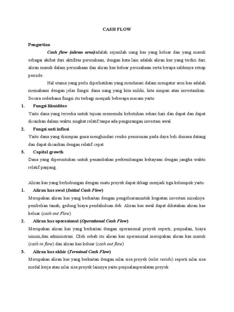 Memahami Cash Flow dan Jenisnya | PDF