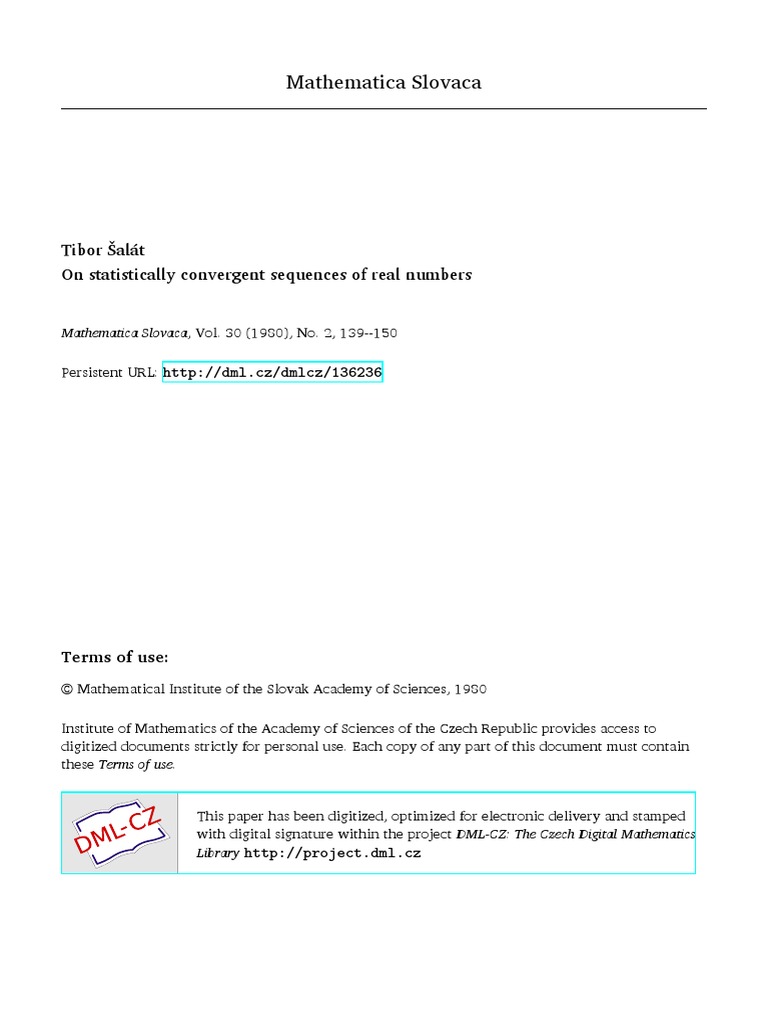 Statistical Convergence | PDF | Sequence | Real Number
