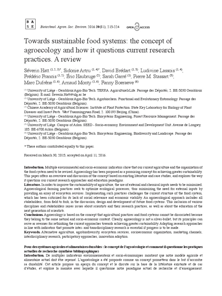 Towards Sustainable Food Systems: The Concept of Agroecology and How It ...