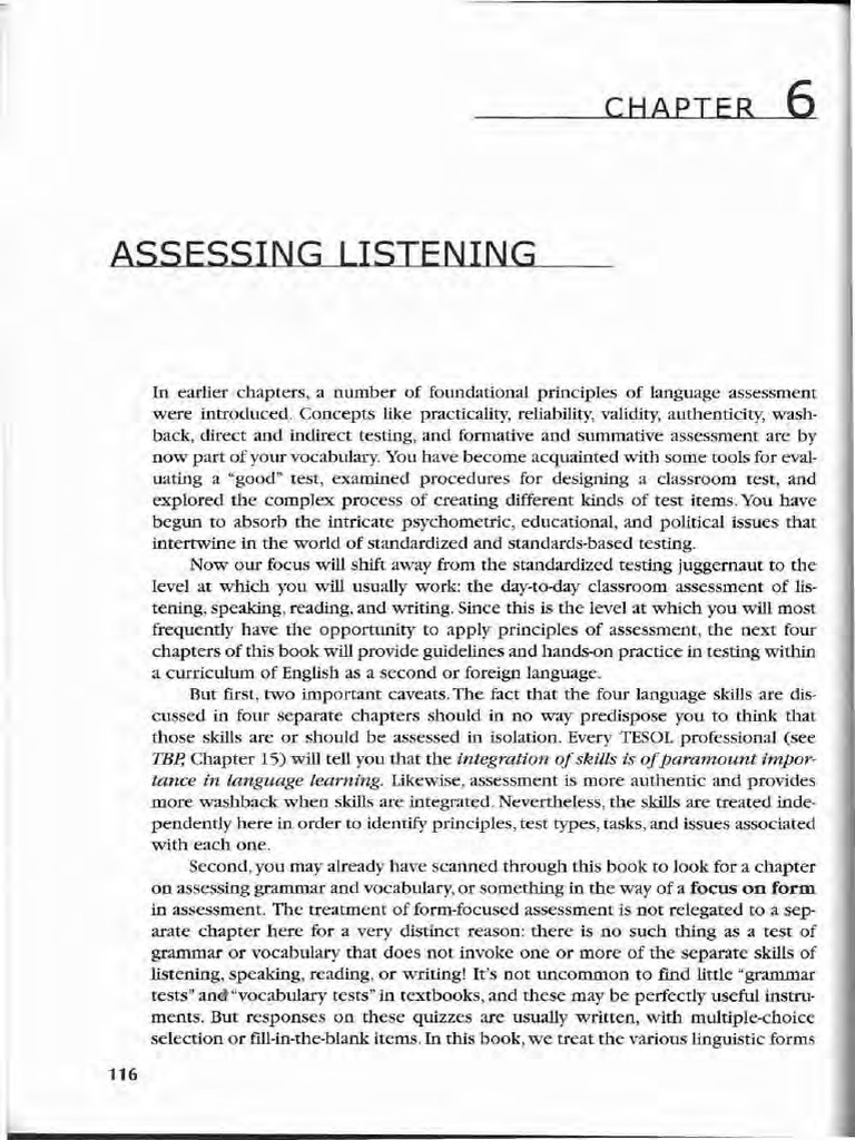 Chapter 6 - Assessing Listening-1 | PDF