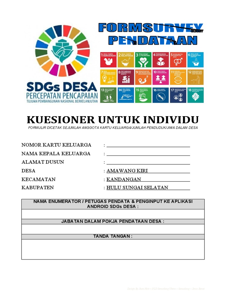 Form Survey Pendataan Kuesioner Untuk Individu | PDF