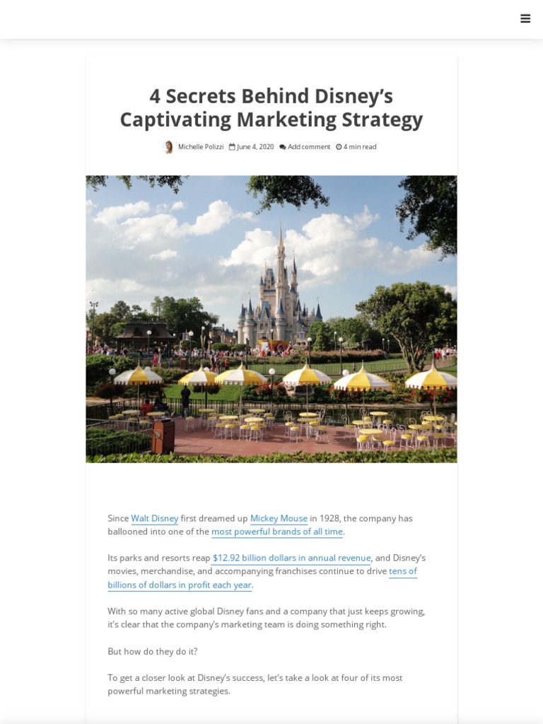 4 Secrets Behind Disney's Captivating Marketing Strategy | PDF | Walt ...