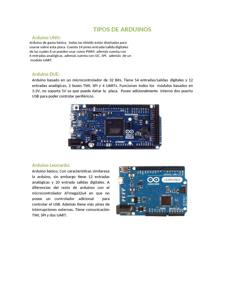 Tiposarduino | Descargar gratis PDF | Arduino | Microcontrolador Tiposarduino | Descargar gratis PDF | Arduino | Microcontrolador