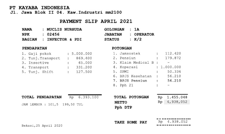 Slip Gaji April | PDF