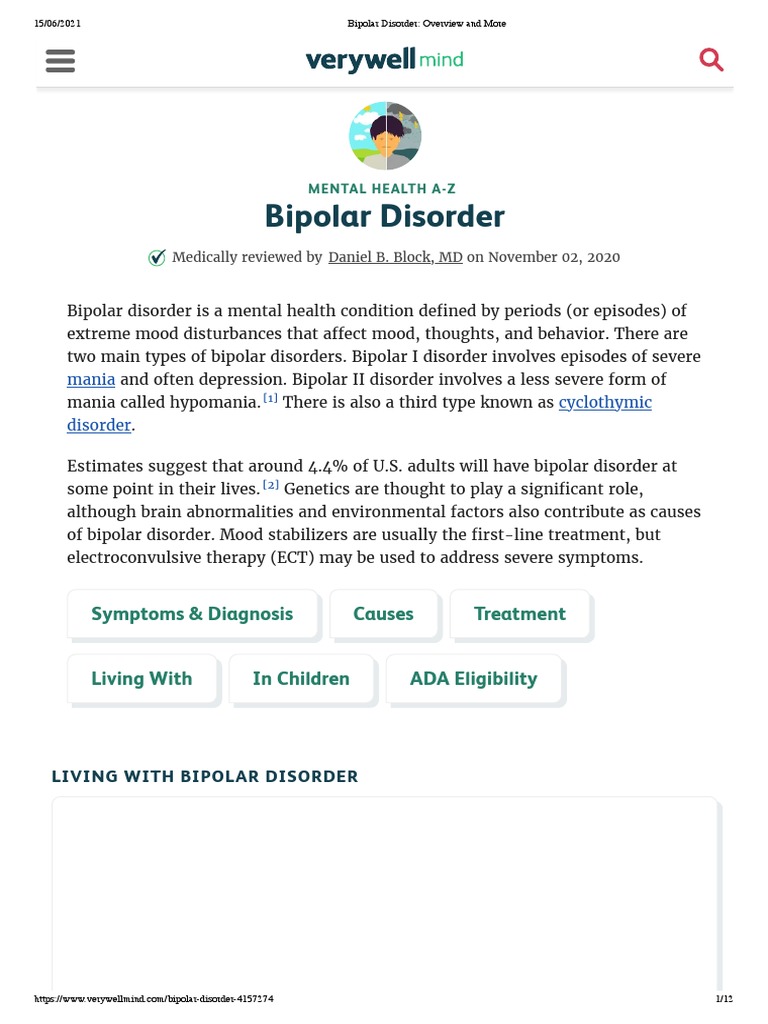 Bipolar Disorder - Overview and More | PDF | Bipolar Disorder | Mania