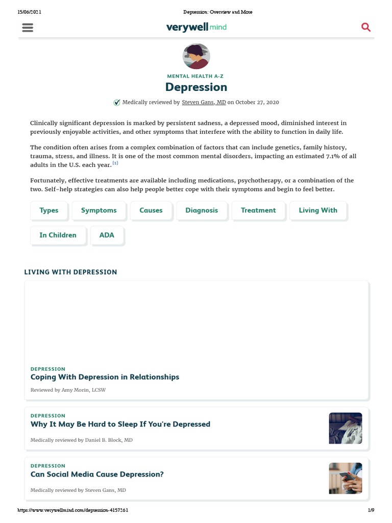 Depression: Causes, Symptoms, Treatment | PDF | Mood Disorders | Major ...