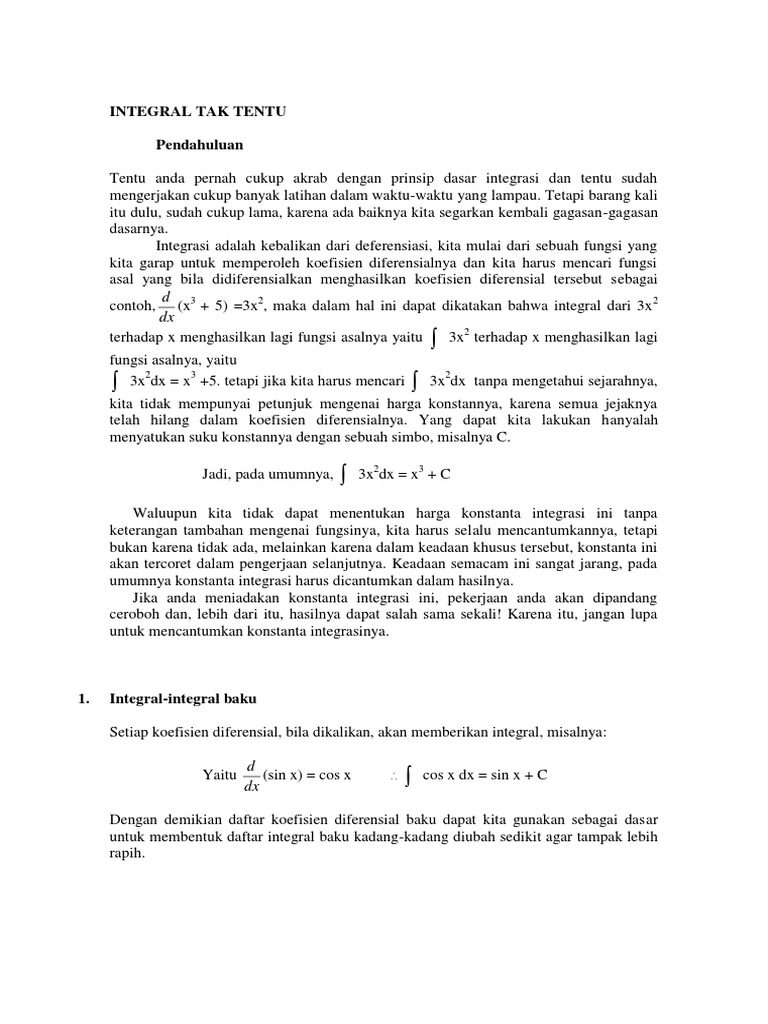 Integral 2 (Tak Tentu) | PDF