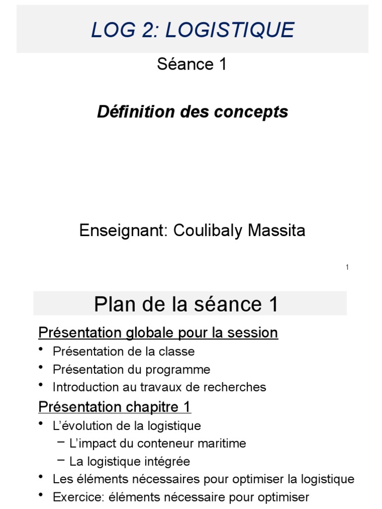 Cours de Logistique | PDF | Logistique | Chaîne de valeur