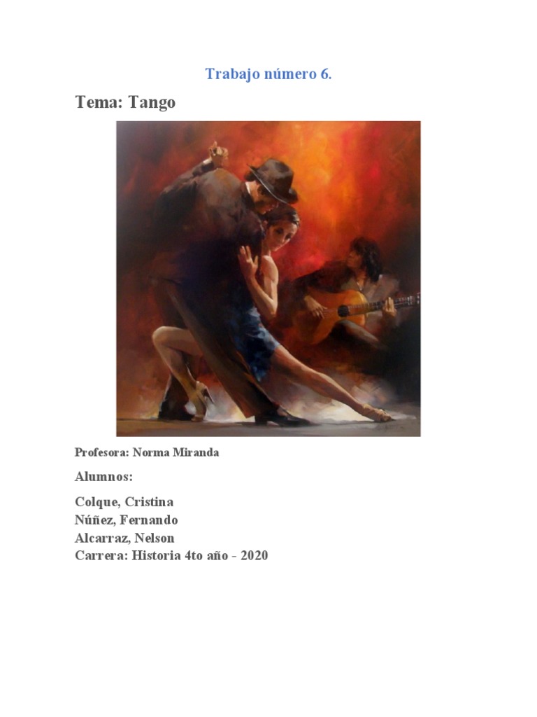 Historia Del Tango Actividades | PDF | Musica Tango | Estilos de música ...