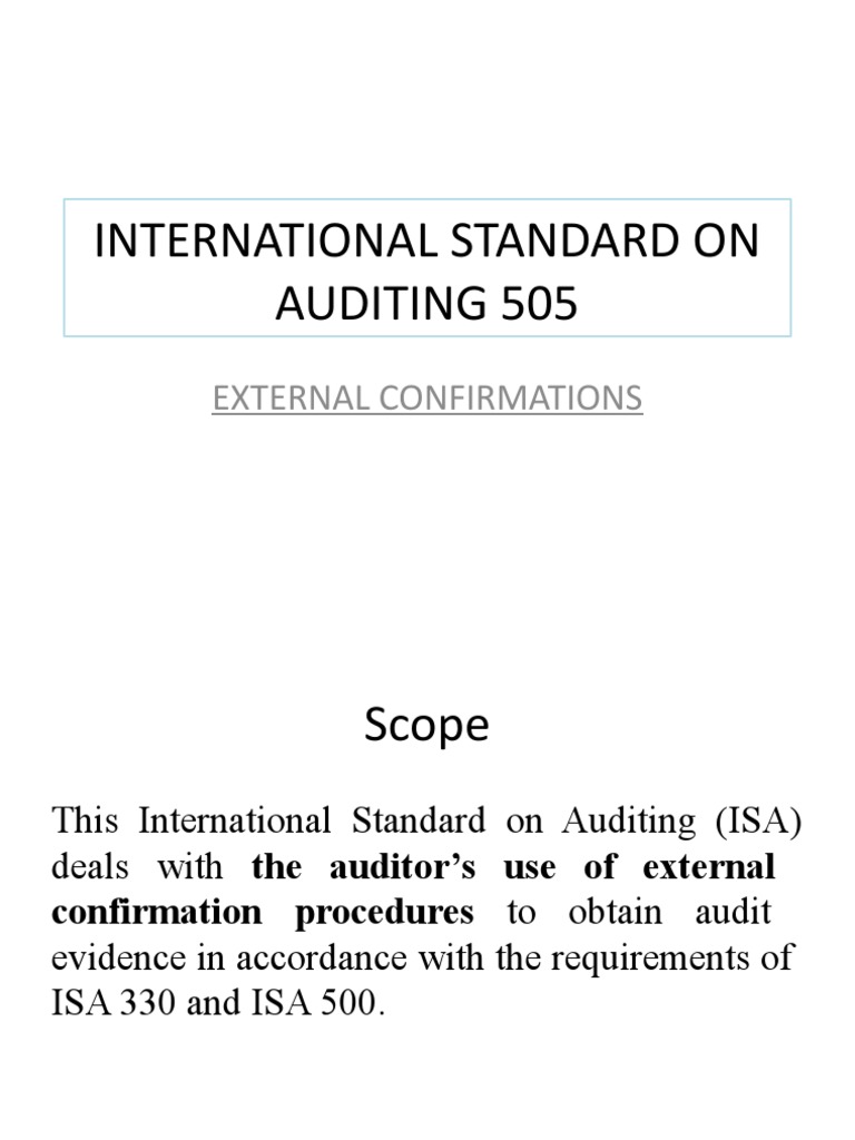 Auditing II ISA 505 | PDF | Audit | Accounting