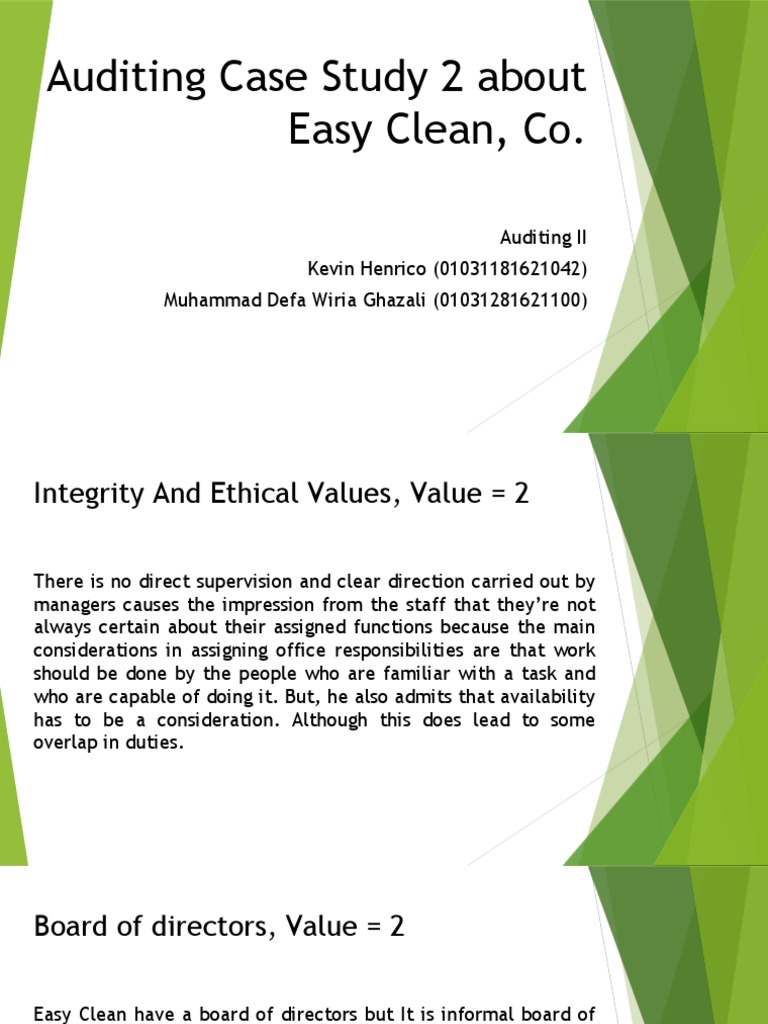 Auditing Case Study 2 About Easy Clean | PDF | Board Of Directors ...