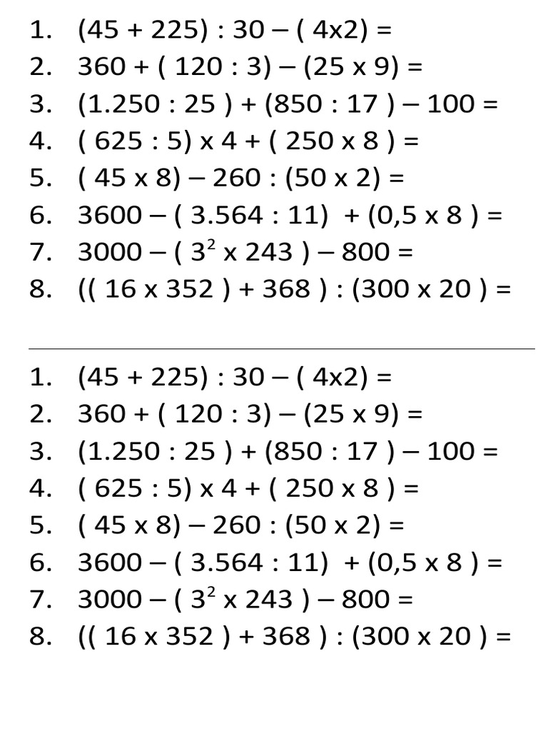 Soal Hitung Cepat | PDF
