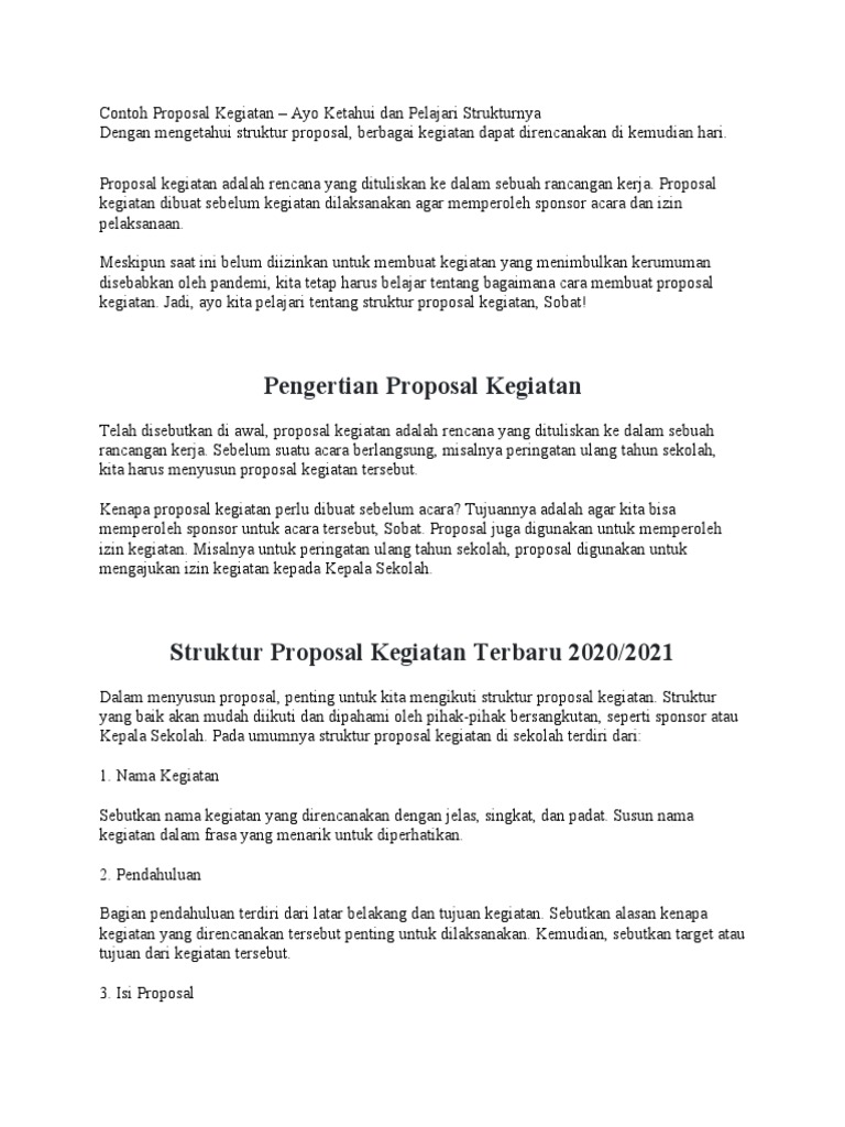Contoh Proposal Yang Baik Dan Benar | PDF