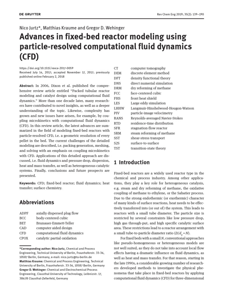Advances In Fixed Bed Reactor Modeling Using Particle Resolved Computational Fluid Dynamics Cfd