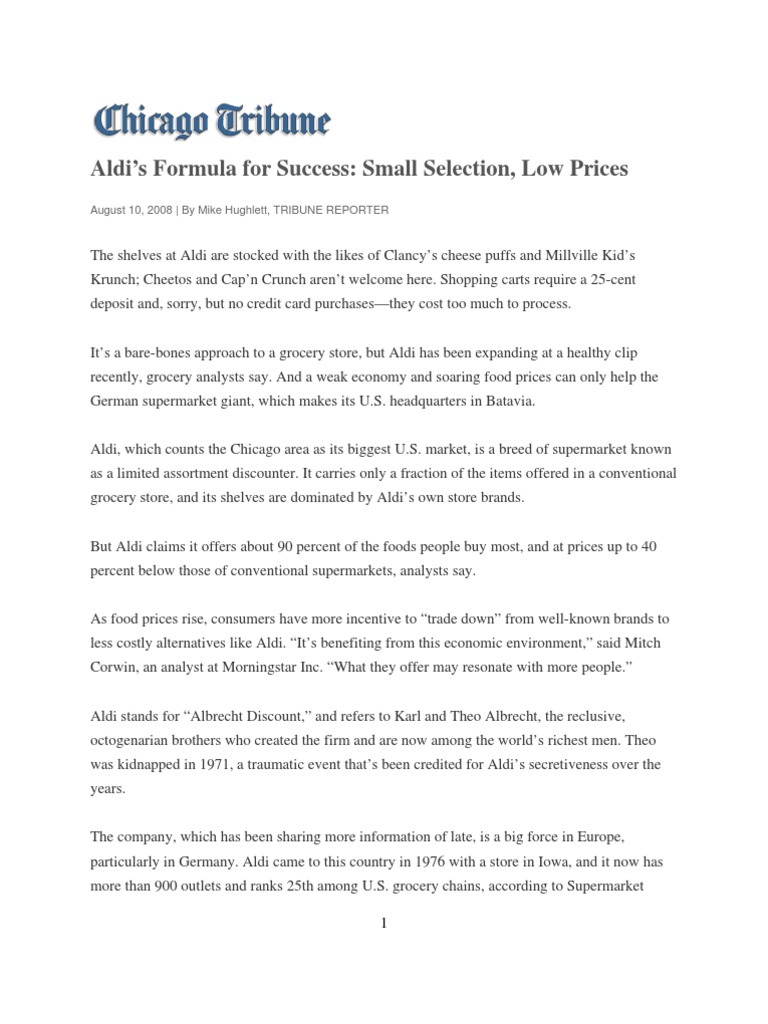 Aldis Formula For Success | PDF | Supermarket | Retail