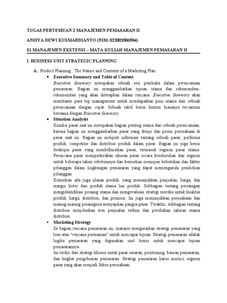 Tugas Pertemuan 2 Manajemen Pemasaran II | PDF